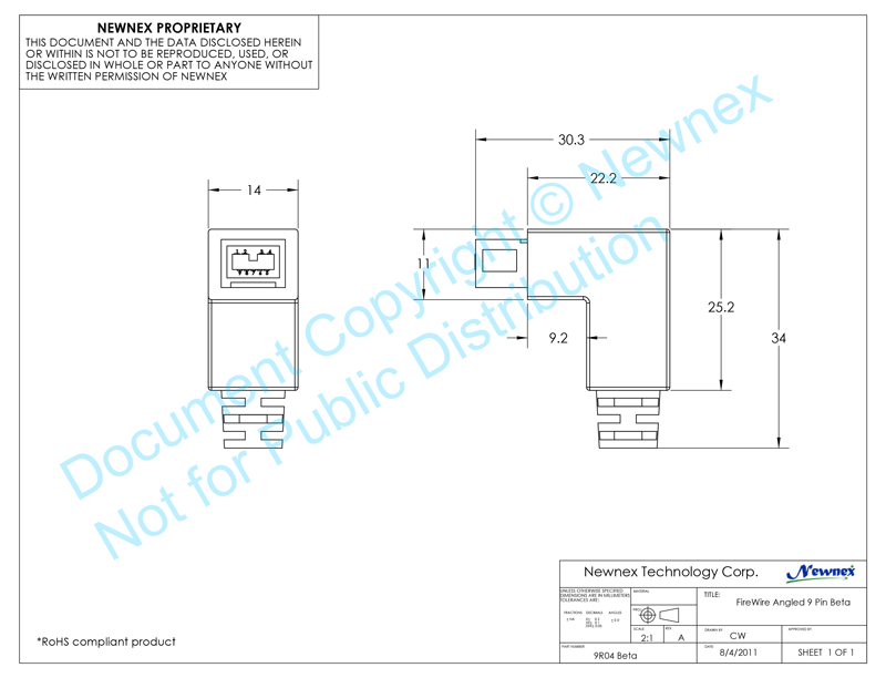 1394 FireWire Right Angle Cables