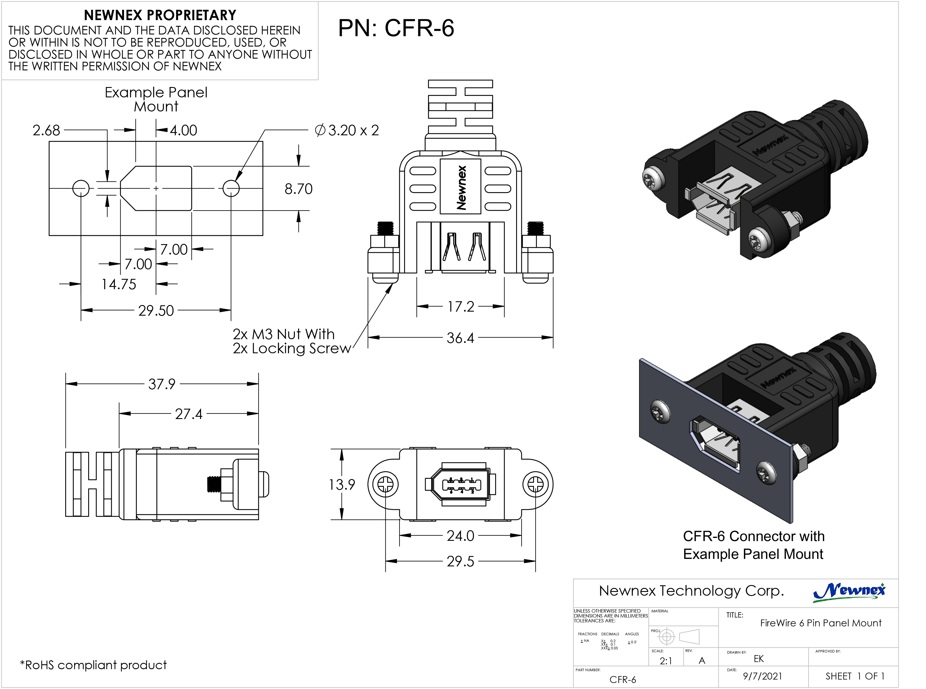 1394 FireWire Panel Mount Cables